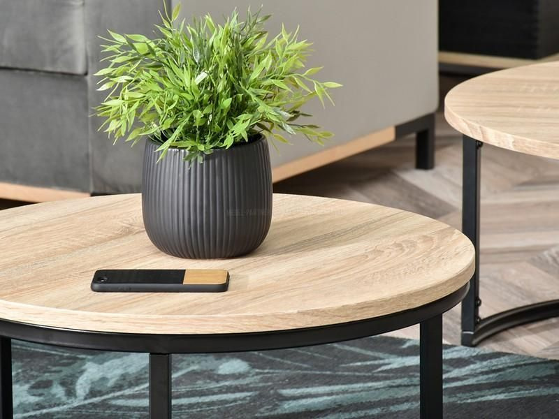Stolik kawowy loft okrągły STOL-822-DAB-CZERN | Krisento